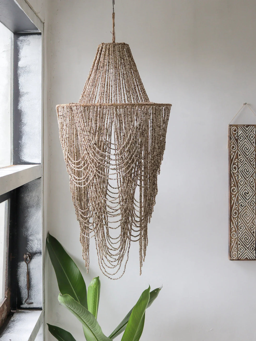 Beaded Wooden Chandelier-Home Decoration – roomidecor