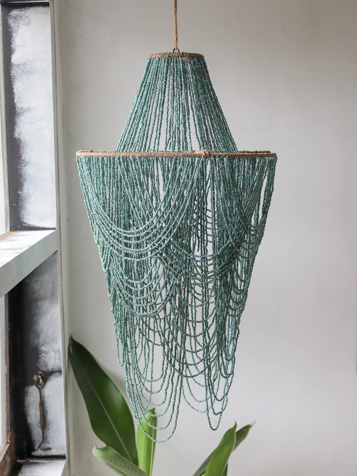 Beaded Wooden Chandelier-Home Decoration – roomidecor