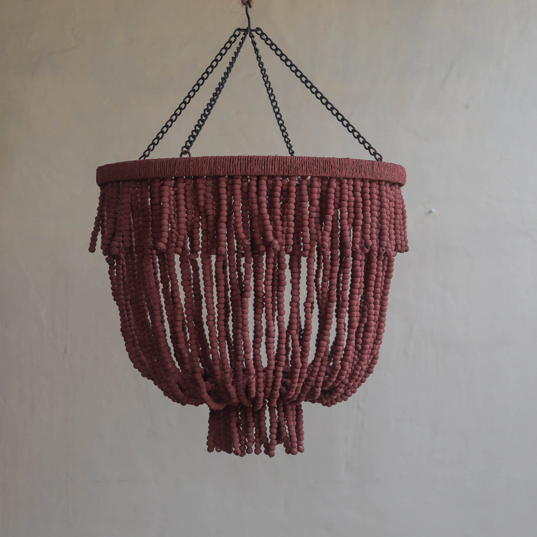 Beaded Wooden Chandelier-Home Decoration – roomidecor