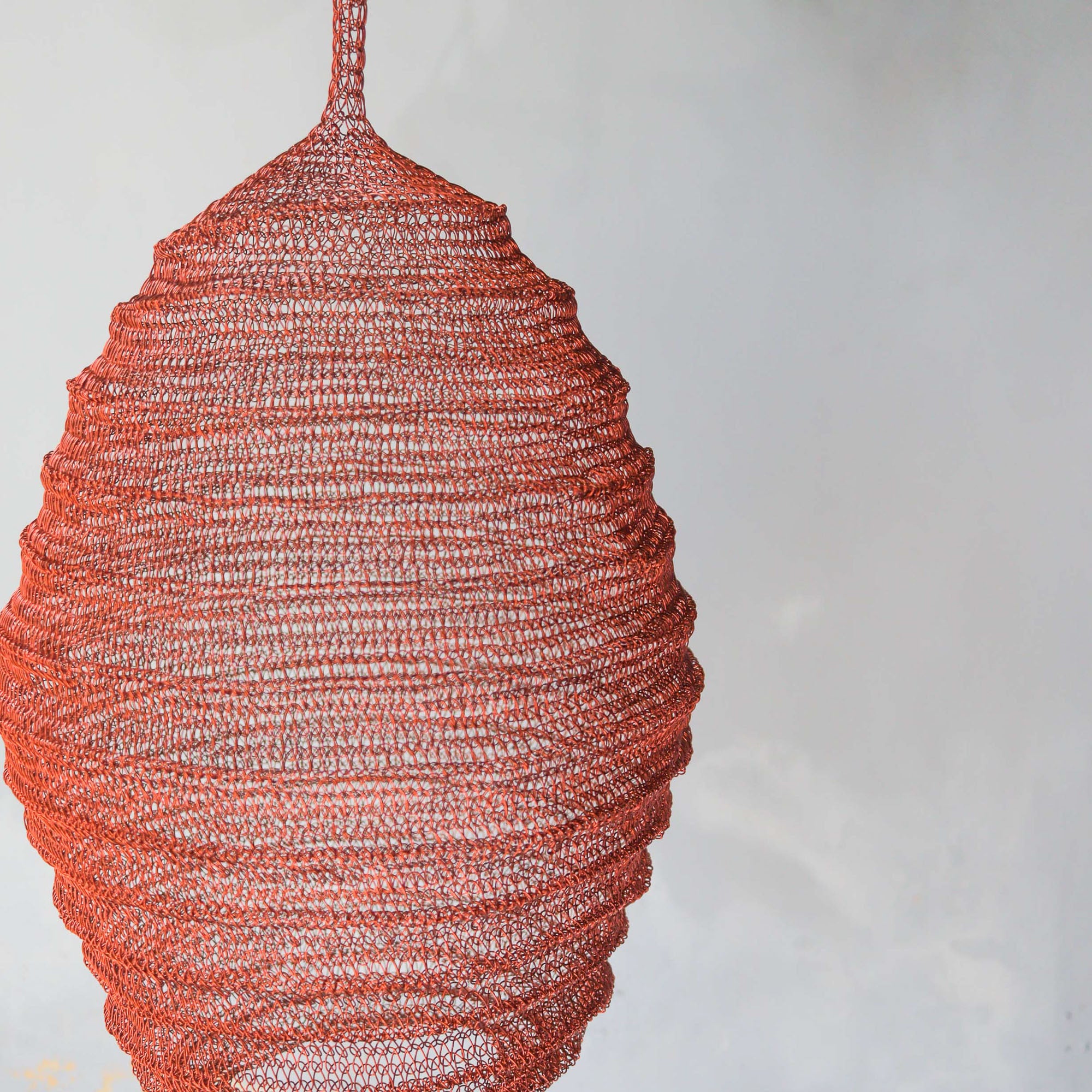 Handcrafted Red Copper Wire Mesh Chandelier – roomidecoration